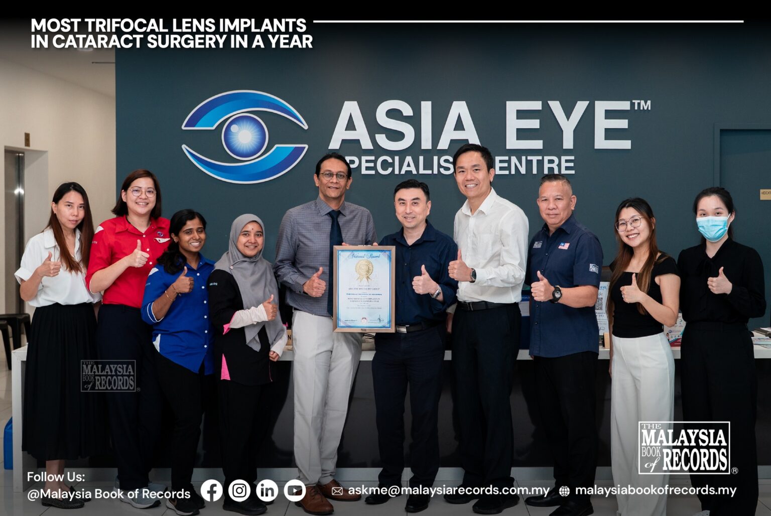 Record for Malaysia Book of Records: Most Trifocal Lens Implants in ...